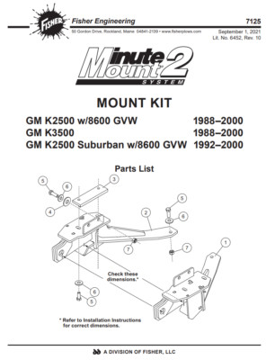 7125 Fisher MM2 Chevy/GMC K2500/3500/Suburban (1988-2000) Plow Mount | eBay