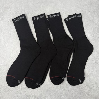 Size OS - Supreme Hanes Socks (4 Pack) Black *OPENED* SUPREME-EZJSAKTL ...