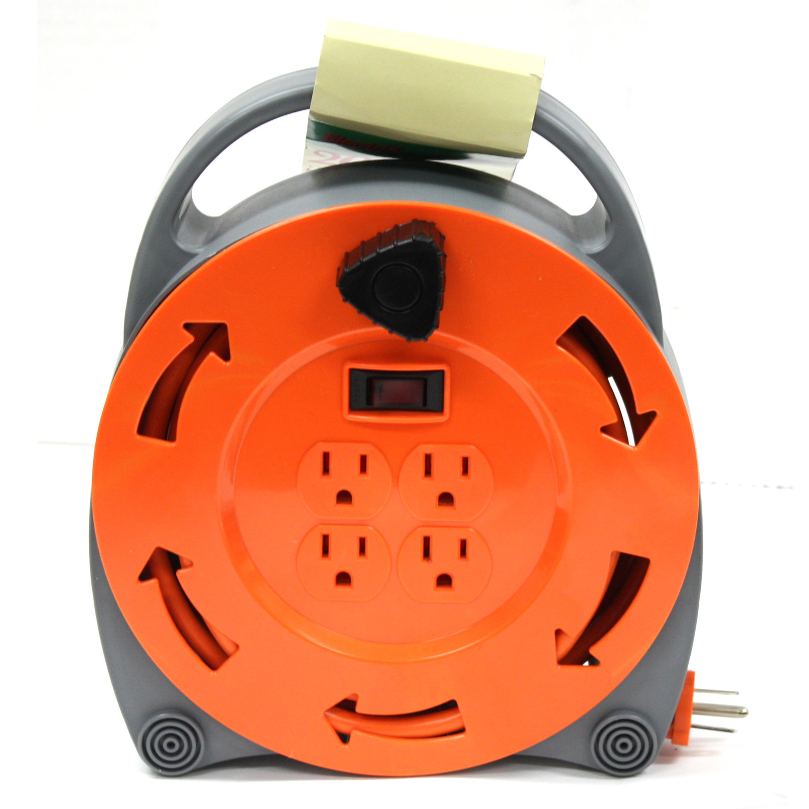 20ft Hand Wind Cord Reel Retractable Extension Cord 16/3 AWG w/4 Outlet ...