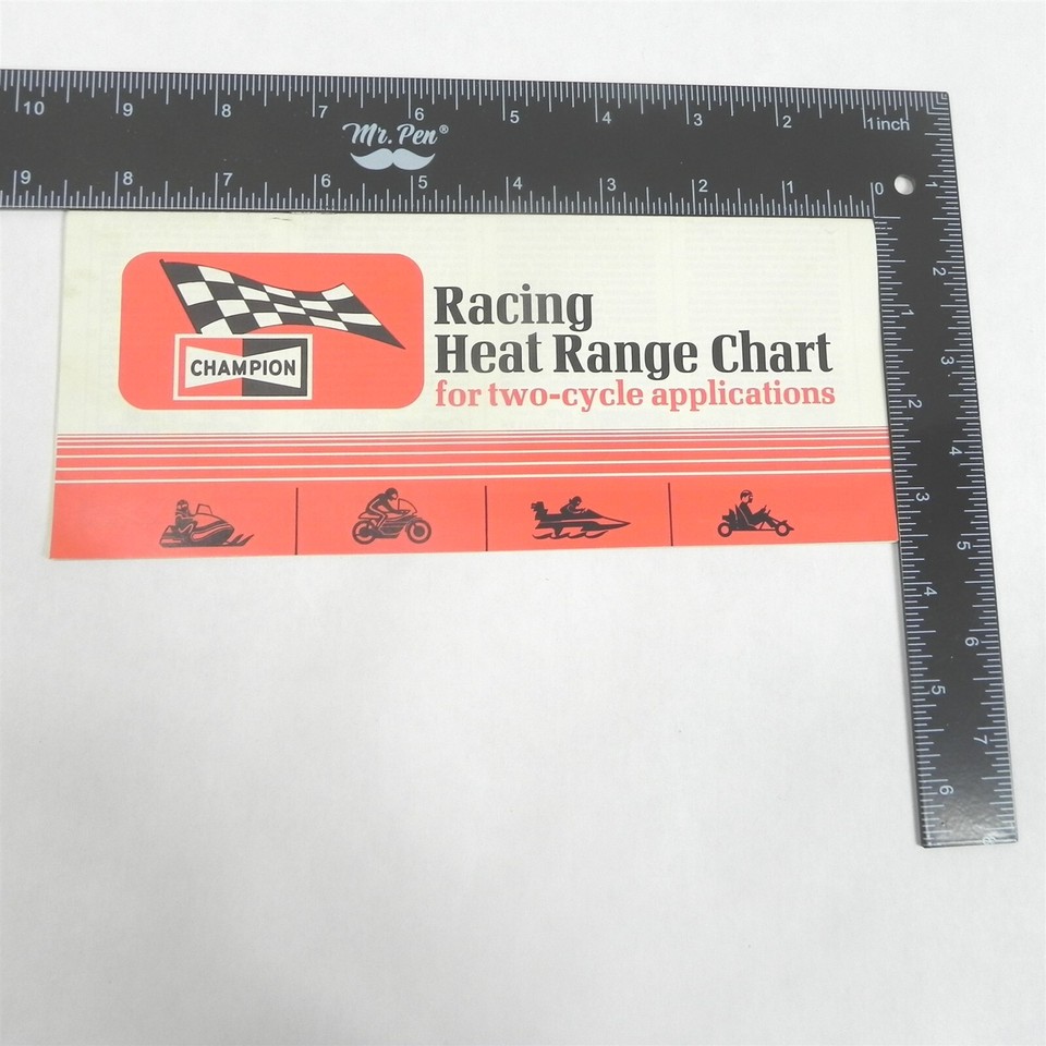 VTG 1970S CHAMPION SPARK PLUGS RACING HEAT RANGE GAP CHART FOR 2 CYCLE ...