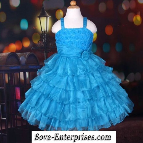 Blue Fancy Ruffled Flower Girl Wedding Pageant Dress, Size 3T (SE24593 ...