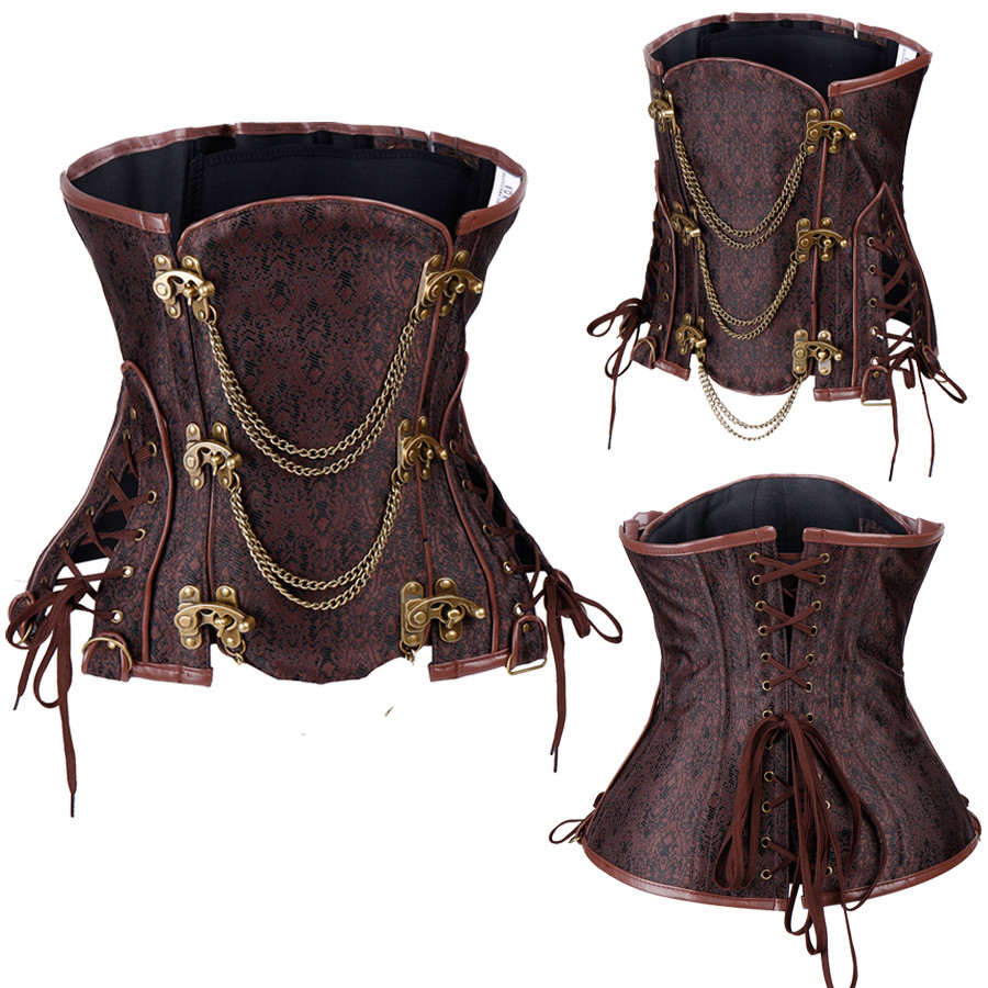 Sexy Women Steampunk Underbust Overbust Corset Waist Training Basques ...