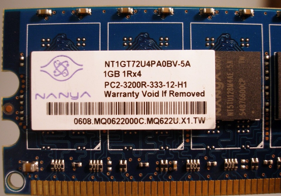 Nanya NT1GT72U4PA0BV-5A Nanya 1GB DDR2 ECC PC2-3200 400Mhz Memory RAM ...