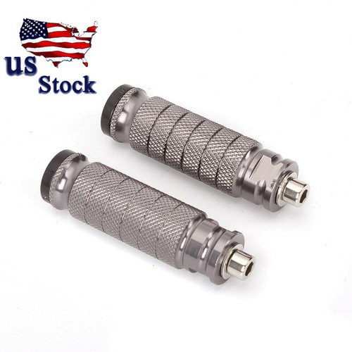 CNC Aluminum Motorcycle Gray Foot Pegs Rear set Footrest Racing Pedals ...