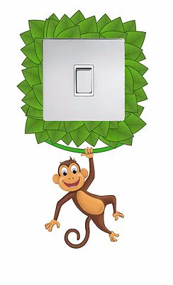 JUNGLE MONKEY LIGHT SWITCH STICKER CHILDREN'S BEDROOM ADHESIVE VINYL S3 ...