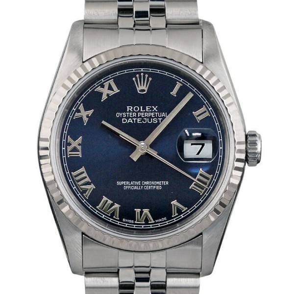 Rolex Datejust Navy Blue Men's Watch - 16014 for sale online | eBay