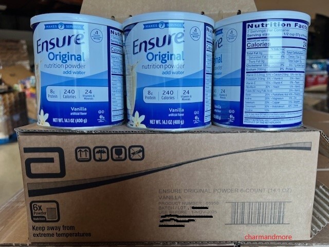 Ensure Original Nutrition Powder, Vanilla, 6 cans x 14.1 oz, Exp 11/ ...