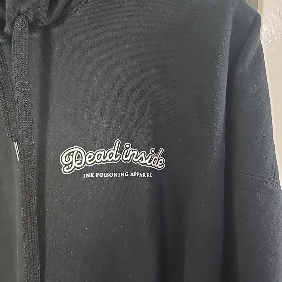 Ink Poisoning Apparel Mens Dead Inside Hoodie Sweatshirt 2X Black Alt ...