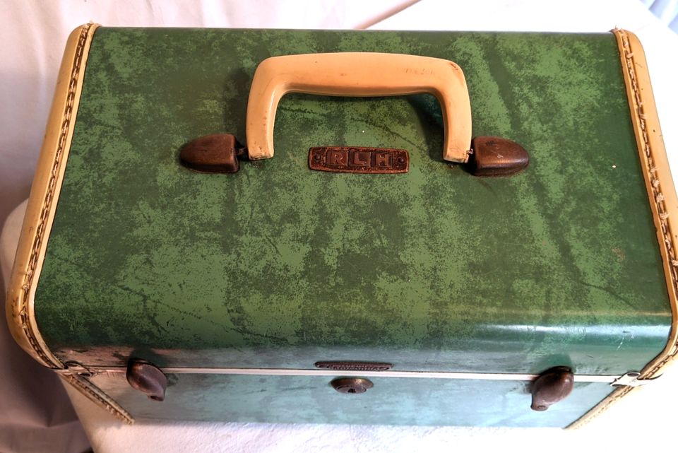 Vintage Samsonite Marbled Green Train Travel Make Up Vanity Hard Shell ...