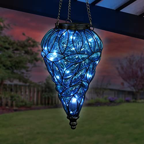 Outdoor Garden Solar Lights, Tear-Shaped Glass and Metal Hanging ...