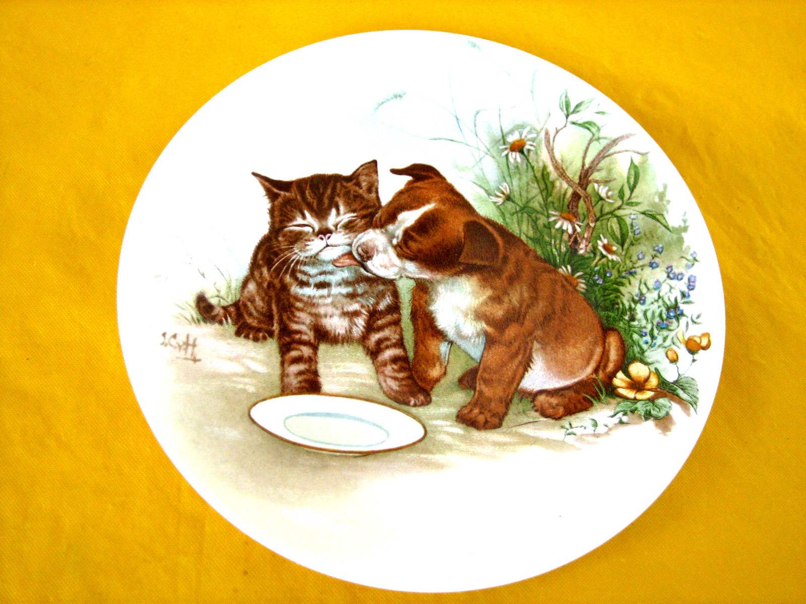POOLE CAT&DOG by J.CROFF PLATE, dia 6" | eBay