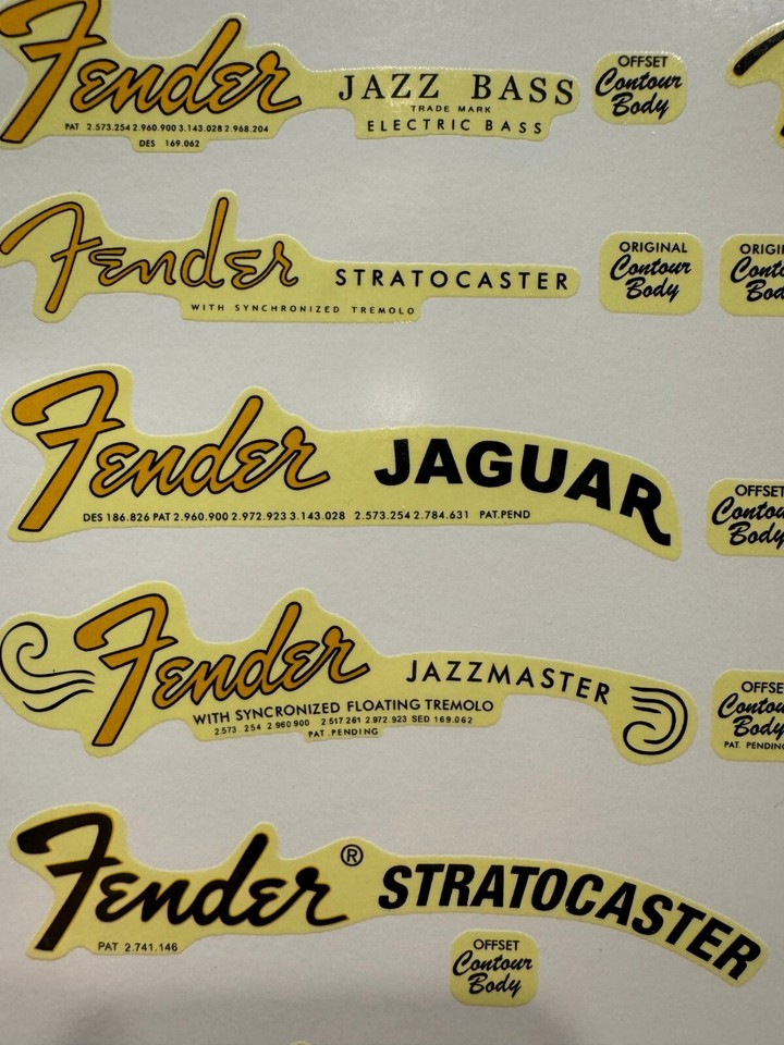 Full set !! Retro Waterslide Headstock Decals For FENDER STRAT TELE ...