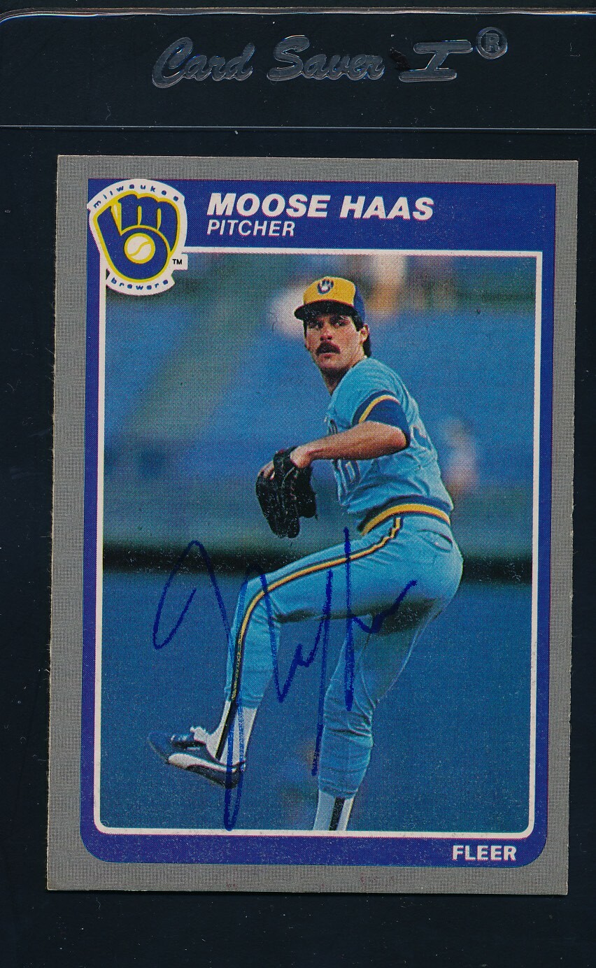 1985 Fleer #583 Moose Haas Brewers Signed Auto *29156 | eBay