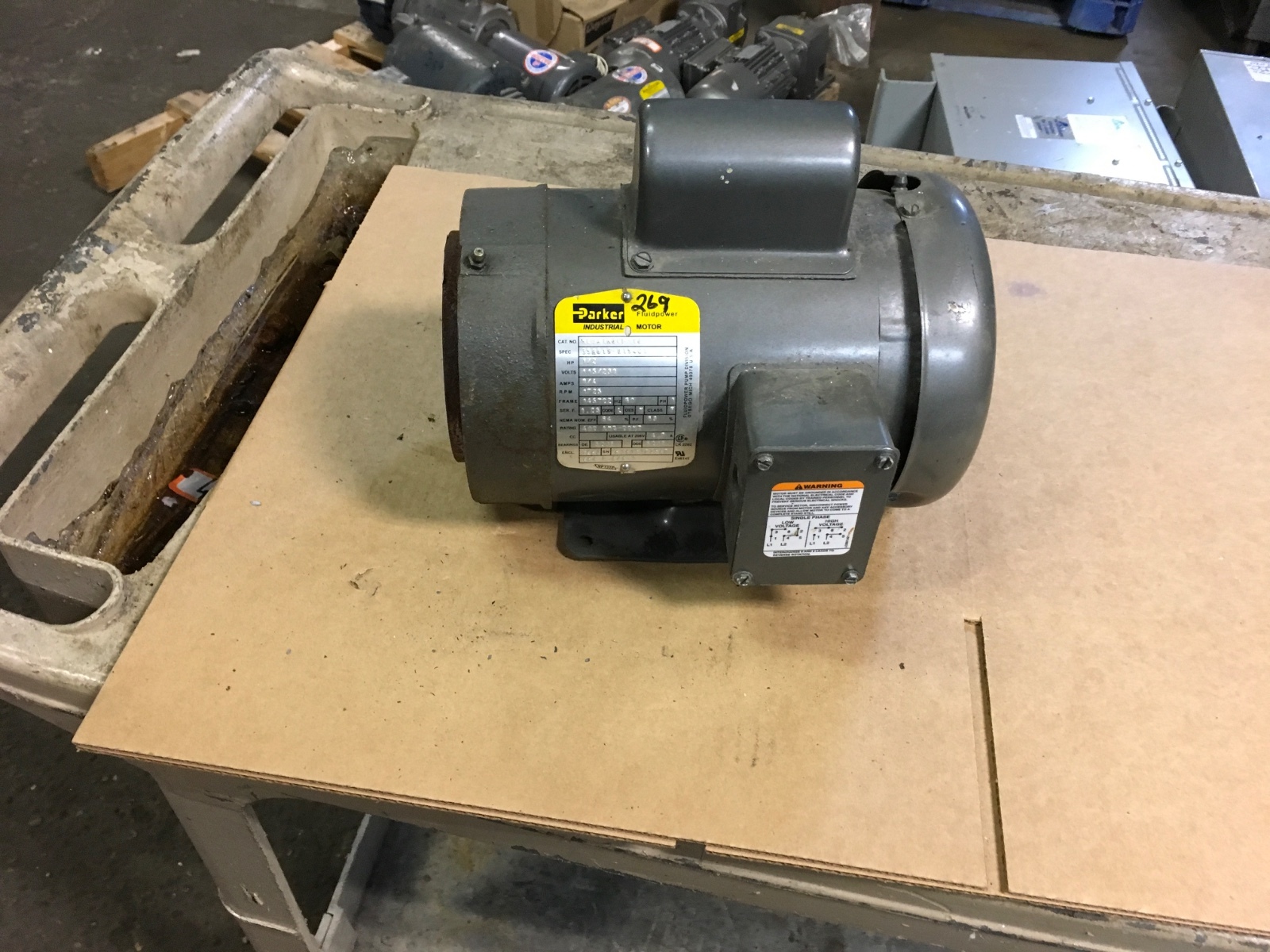 Parker 1/2hp motor #MESA1N6CF-10 115/230v 1725rpm 1ph frame-145TCZ ...