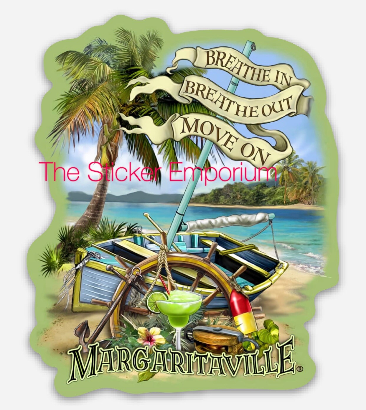 Jimmy Buffett Margaritaville Breathe In Out Move On 4” Sticker Tumbler ...