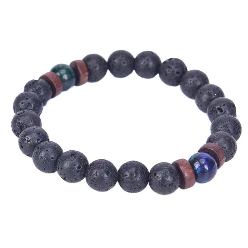 Men's Prayer Mala Beads Lava Rock Stone Chrysocolla Beaded Yoga ...