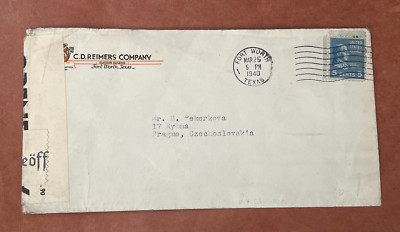 1940 PREXIE 5c FORT WORTH TX STAMP DEALER AD CZECHOSLOVAKIA +GERMANY ...