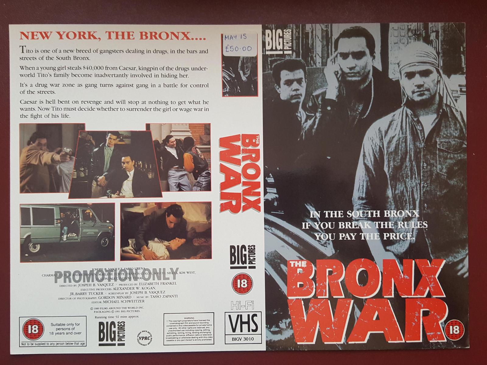 The Bronx War - Joseph B. Vasquez - Promo Sample Video Sleeve/Cover # ...