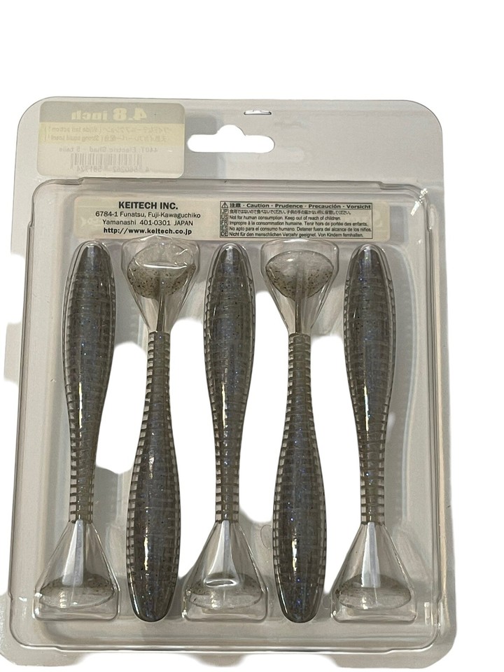 5 Pack Keitech Fat Swing Impact Paddle Tail Swimbait 4.8" Lure Electric ...