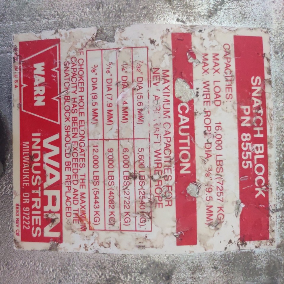 Warn 8555 Snatch Block 16,000 lb, Winch Rock Crawling | eBay