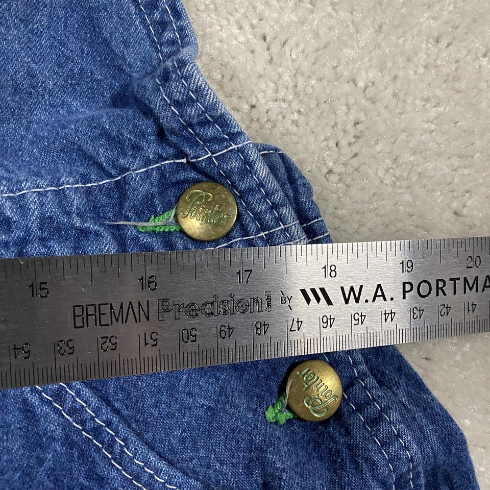 VTG Pointer Brand Overalls Mens Large Blue Denim Bib Workwear Carpenter ...