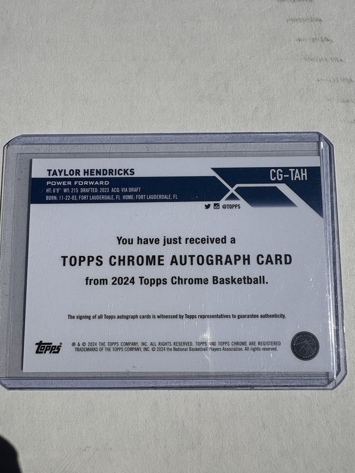 2024 Topps Chrome Taylor Hendricks Rookie Autograph Card CG-TAH | eBay