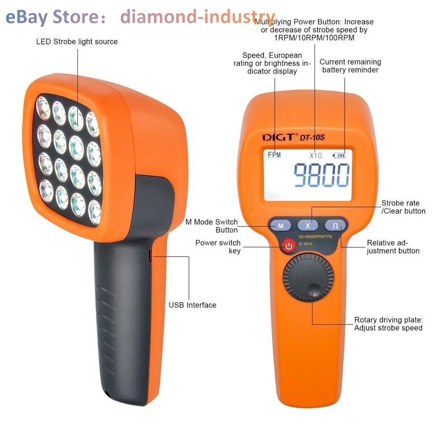A 1PC Digital Handheld Stroboscope, LED Flash Strobe Tachometer,Speed ...