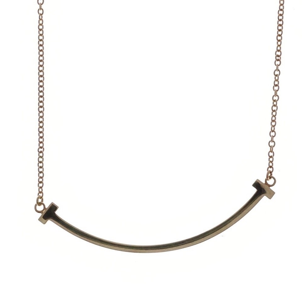 Tiffany&Co. T Smile Small Chain Pendant Necklace Au750YG Yell | eBay UK