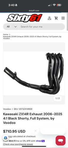 Voodoo Exhaust ZX14 ZX14R 2006-2024 2025 Kawasaki 4:1 Full System ...