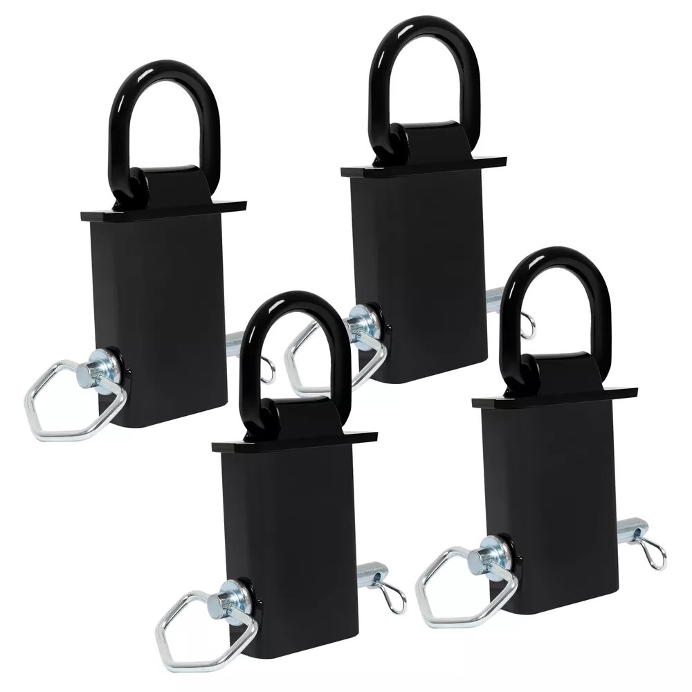 4PCS Heavy Duty 12000 Lbs Removable D-Ring Stake Pocket Powder Coated ...