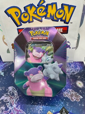 Pokémon TCG: 2021 Galarian Slowbro V Sealed Collector Tin 4 Booster ...