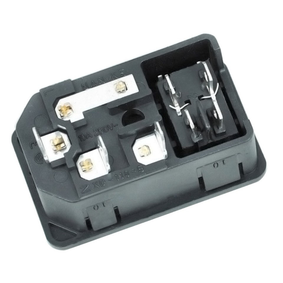 AC Inlet Power Socket 3 Pole With Fuse Holder Switch Red Neon Indicator ...