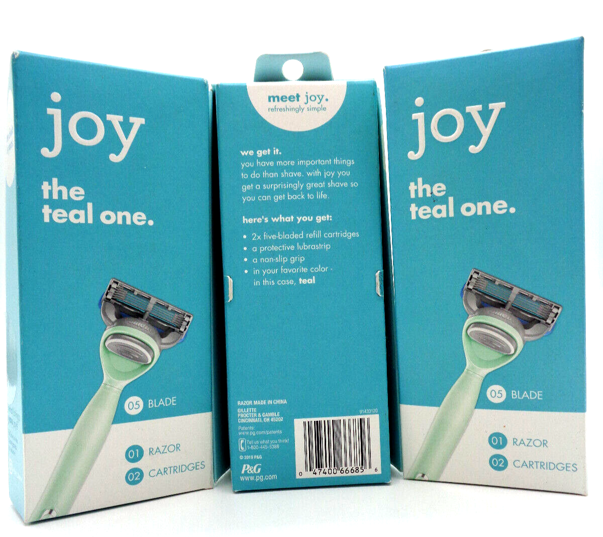 3 X JOY By Gillette The TEAL ONE 1 Razor + 2 Cartridge Each = 3 Razors ...