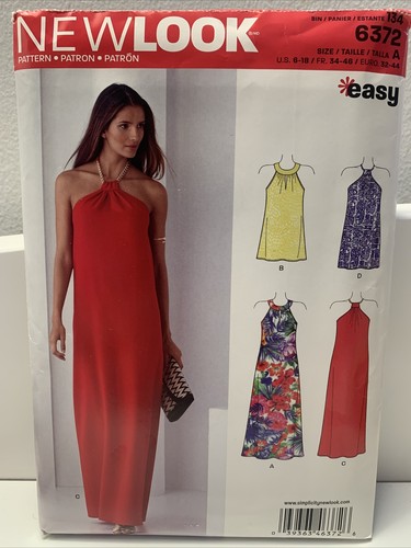 New Look #6372 Cute Halter Dress or Top with variations Pattern Sz 6-18 ...