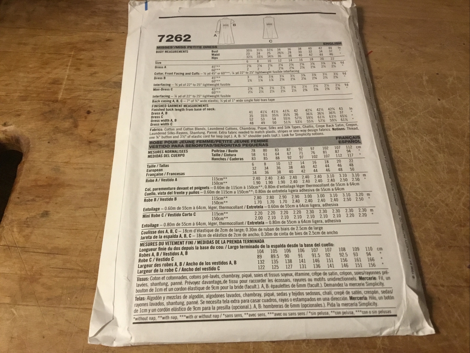 🌺 SIMPLICITY #7262 - LADIES CUTE & EASY SUMMER or WINTER DRESS PATTERN ...