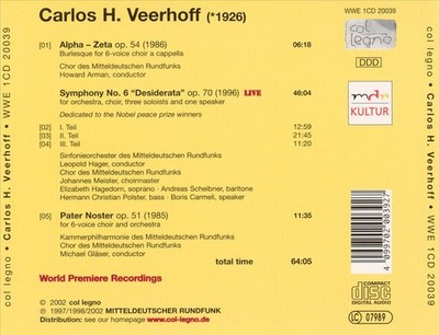 CARLOS H. VEERHOFF: SYMPHONY NO. 6 "DESIDERATA"; ALPHA - ZETA; PATER ...