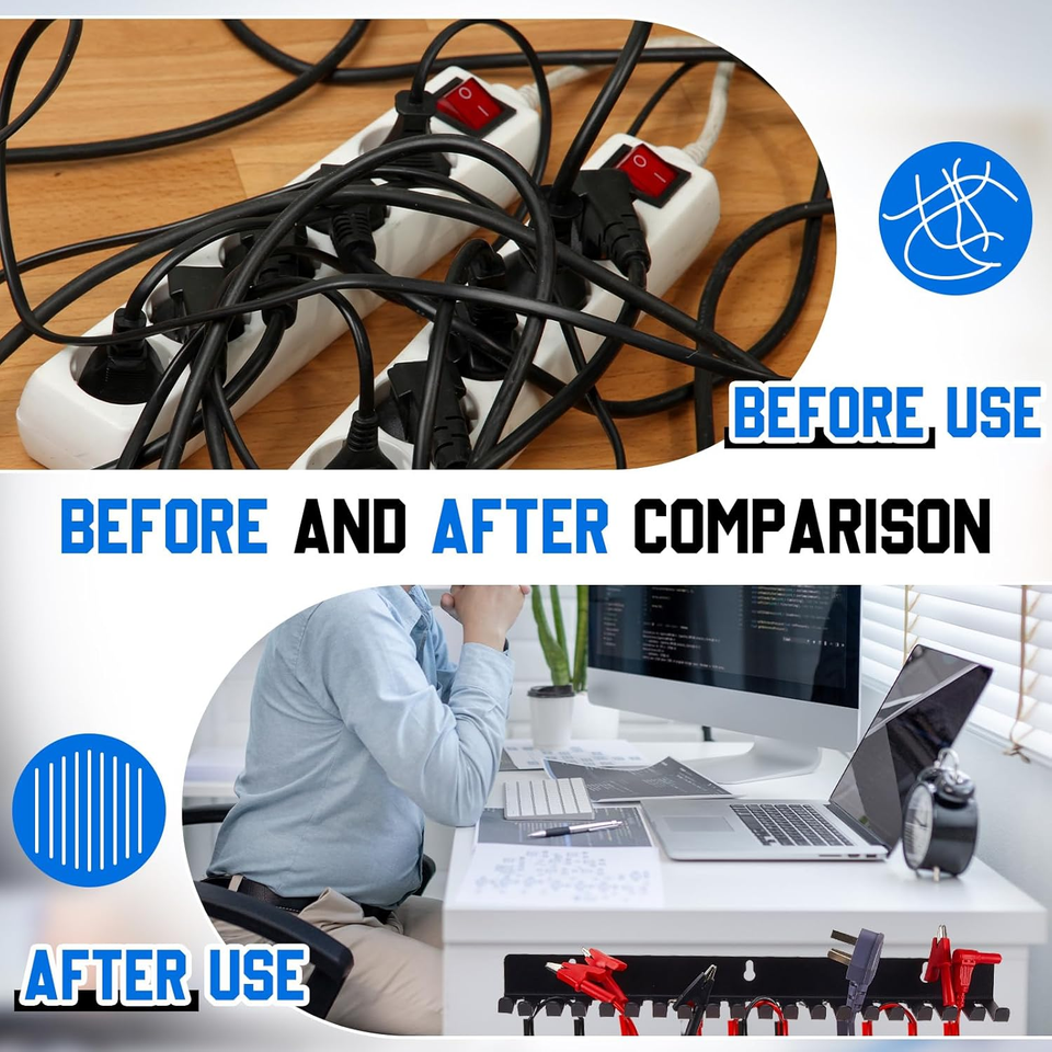 4 Pcs Wall Mountable Cable Hanger Cord Rack Organizer Black Holder with ...