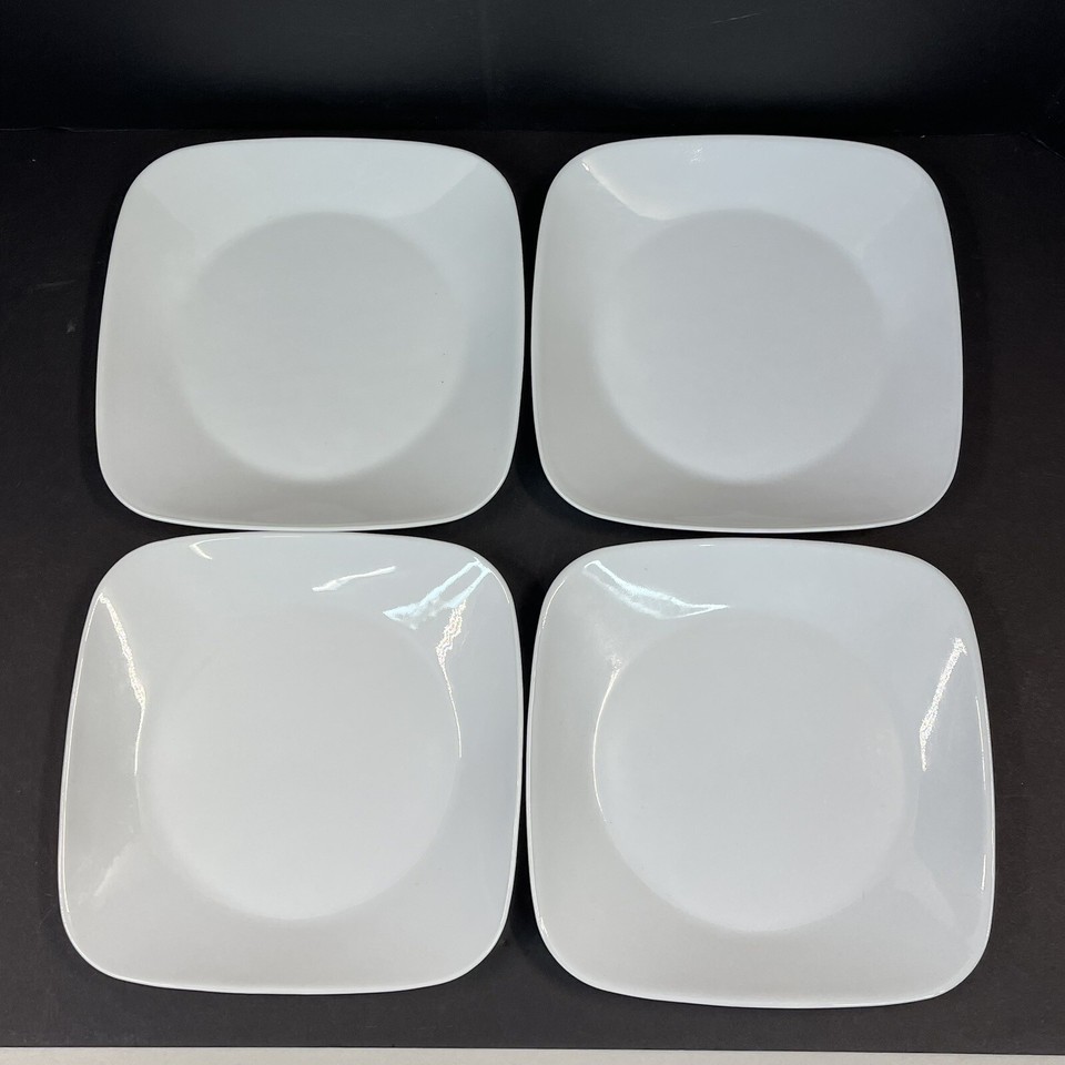 Set of 4 Corelle Vitrelle Pure White 9" Square Luncheon Plates | eBay