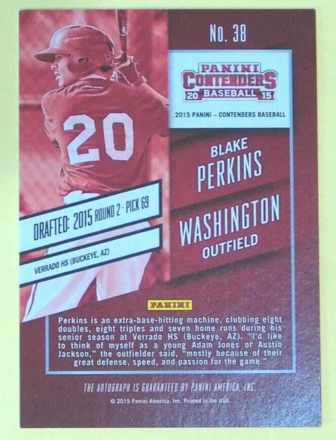BB Blake Perkins 2015 Panini Contenders Draft Ticket Autographs #38 | eBay