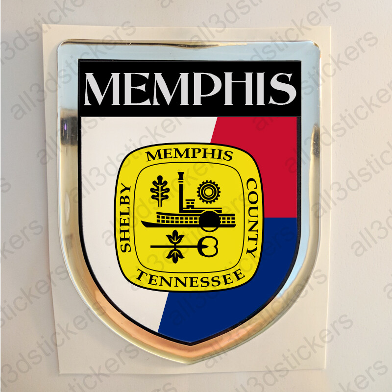 Memphis USA Sticker Seal Resin Domed Flag United States 3D Shield ...