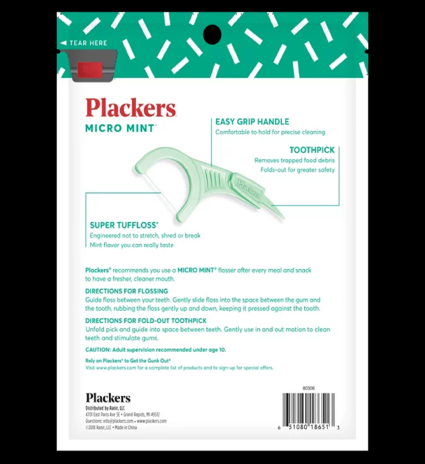 Plackers Micro Mint Dental Flossers, Fresh Mint Flavor Fold-Out ...