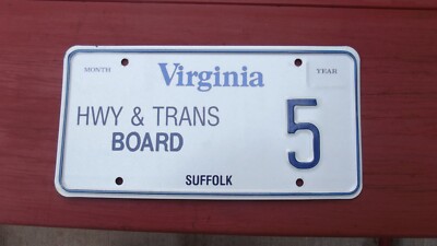 Virginia License Plate Number 5 Tag – Hwy & Trans Board Suffolk | eBay