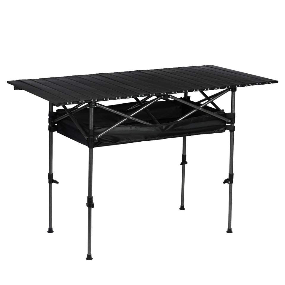 47" Portable Camping Table Folding Kitchen Storage Bag Steel Picnic BBQ ...