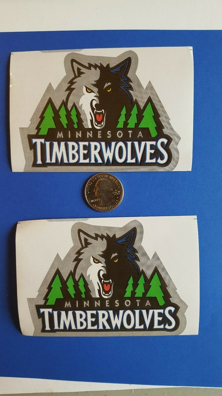 LOT OF 2 NBA LICENSED MINNESOTA TIMBERWOLVES STICKERS 4.5" X 3" 99 CENT ...