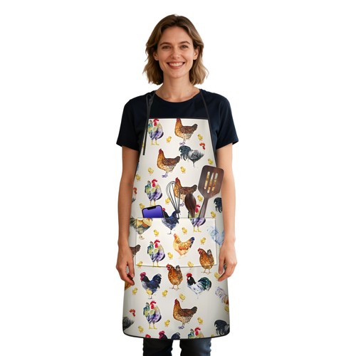 Chicken Kitchen Cooking Apron with Pockets Women Funny Adjustable Bib ...