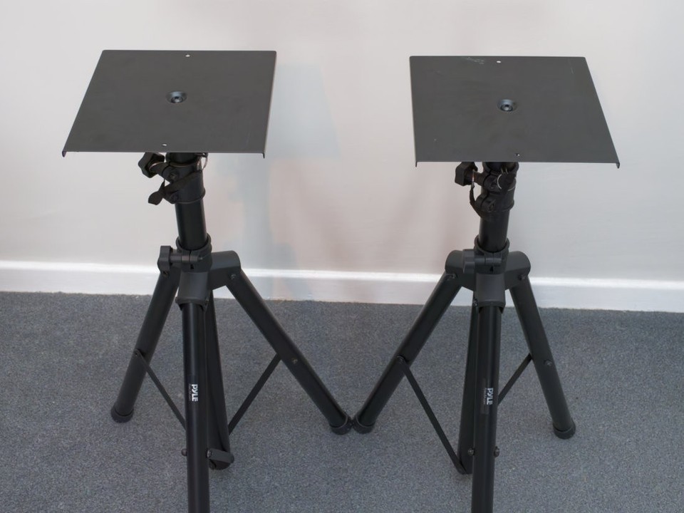 Pyle Dual Studio Monitor 2 Speaker Stands - Adjustable Heavy Duty ...