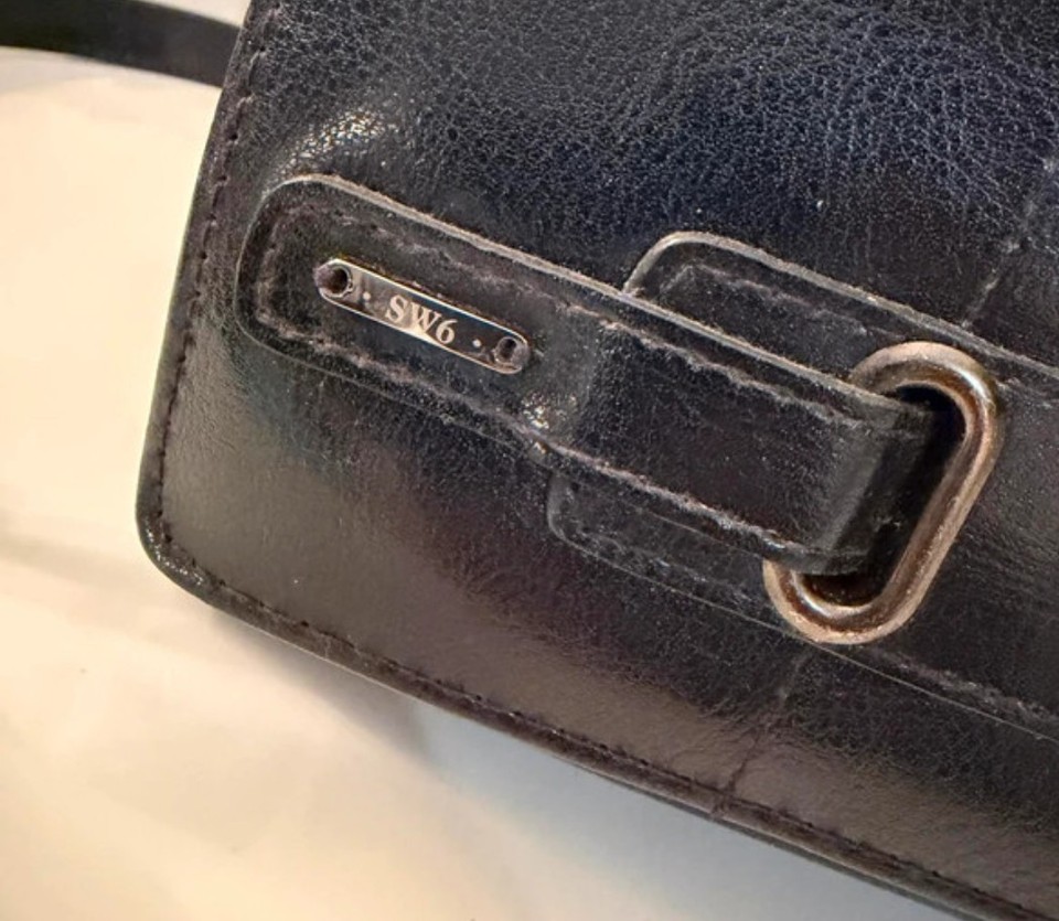 Dark Navy Blue faux leather vintage Jane Shilton SW6 Shoulder Messenger ...