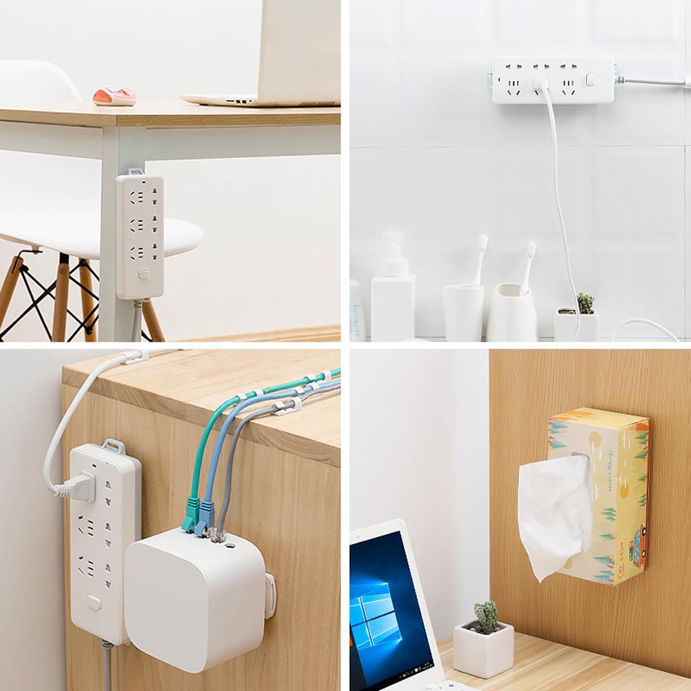 Socket Holder Plug Fixer Wall-Mounted Power Strip Holders Sticker Punch ...