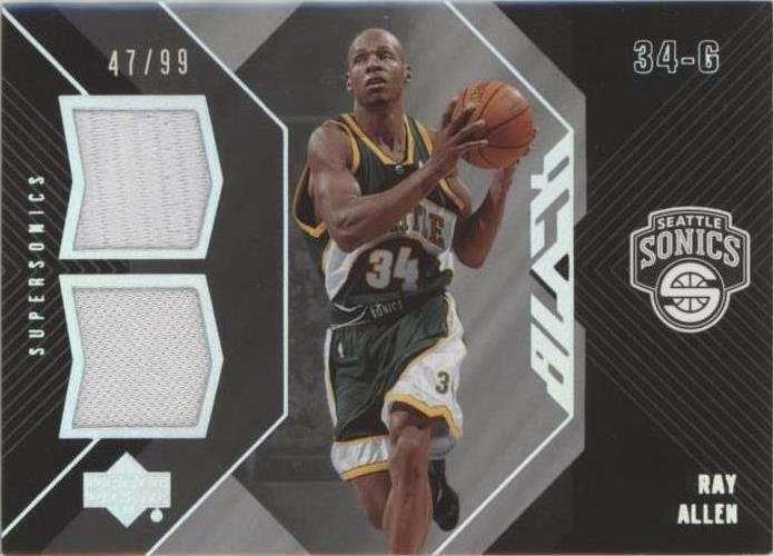 2006-07 Upper Deck UD Black - Dual Materials Ray Allen #DM-RA /99 (MEM ...