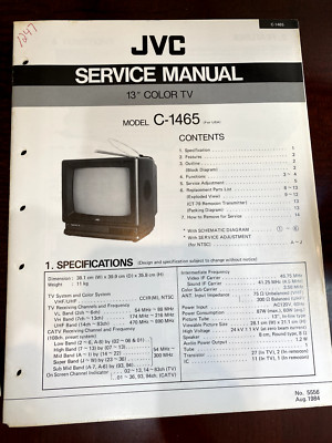 JVC C-1425 C1425 TV REPAIR Service Manual FROM THE USA **ORIGINAL** | eBay